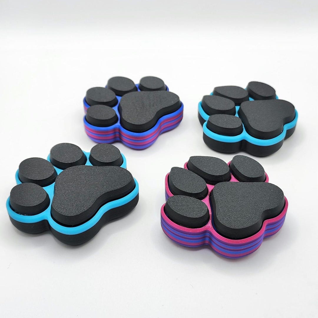 Paw Print Fidget Clicker Cat Paw Dog Paw Keychain Calming, Stress ...