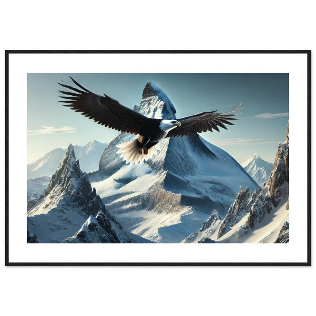 Soaring Eagle Mounted Framed Poster - High-quality Art, Durable Wooden ...