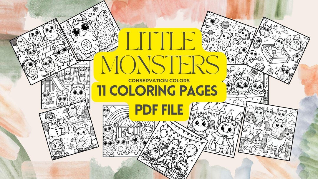 Little Monsters: Cute Monsters Coloring Pages for Kids, PDF Download ...