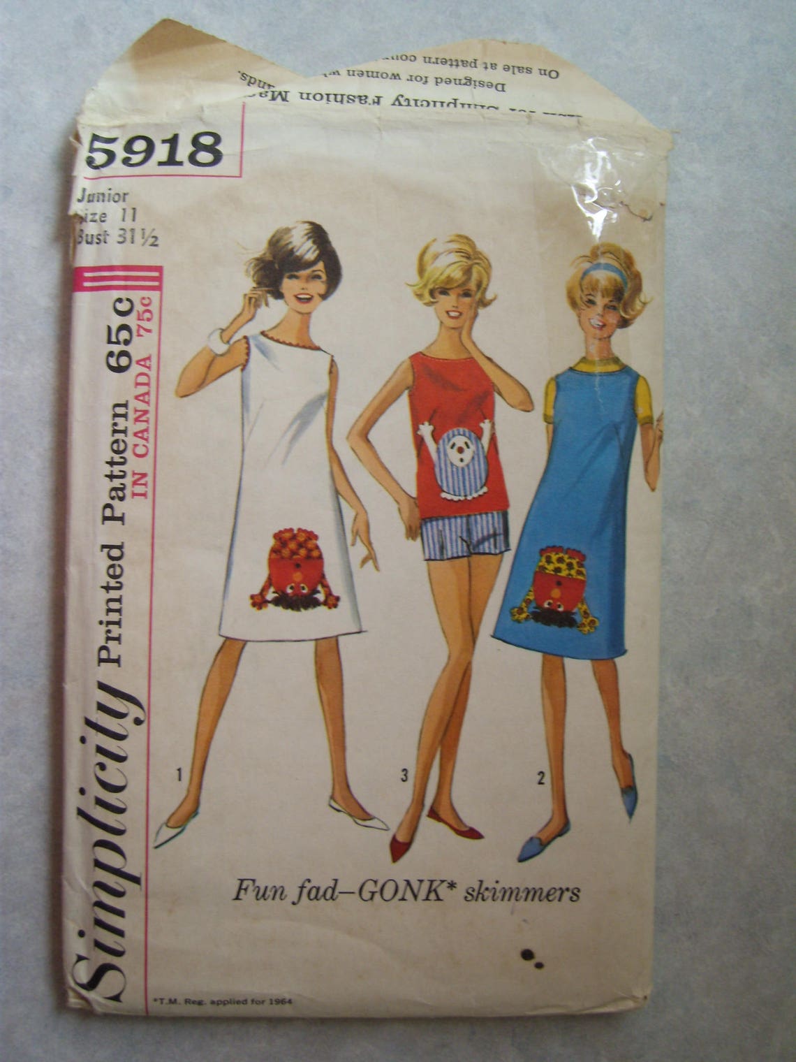 Vintage 1965 Juniors Dress Pattern Simplicity 5918 31 Bust 32 Bust Size ...