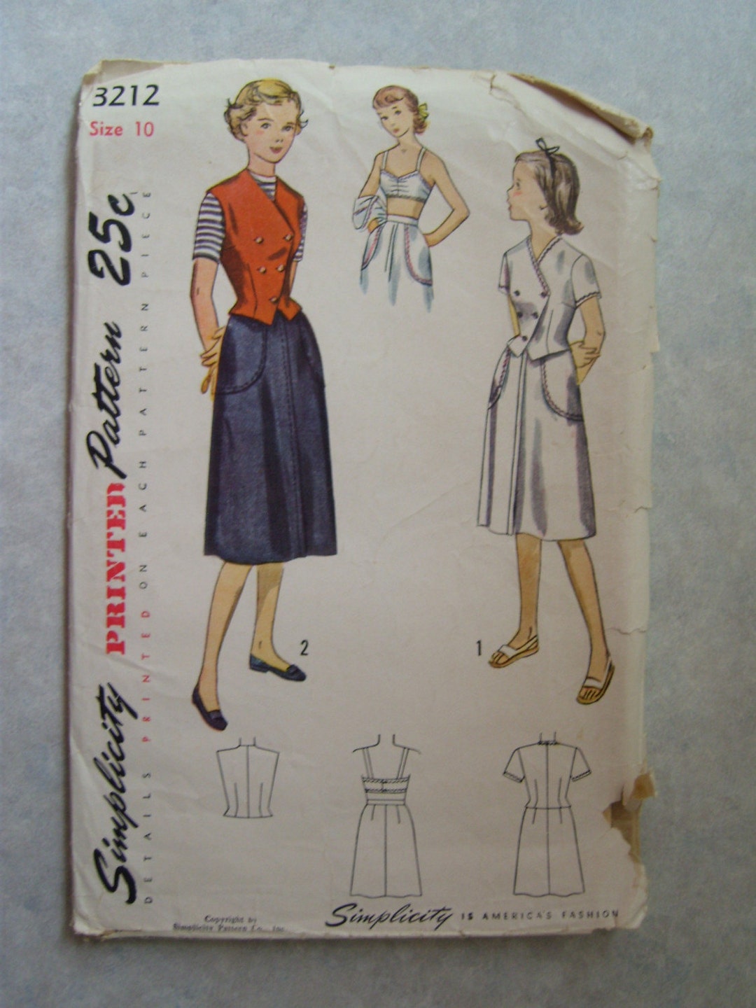 RARE UNCUT Vintage 1950's Girls' Jacket, Vest, Skirt and Bra Pattern ...