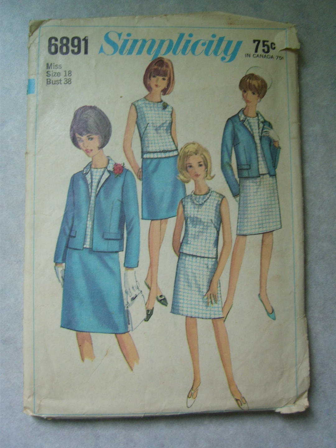 Vintage 1966 Skirt, Jacket and Top Sewing Pattern Simplicity 6891 38 ...