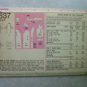 Mens Robe Vintage 1970s Sewing Pattern Simplicity 9637 34 to 36 Chest ...