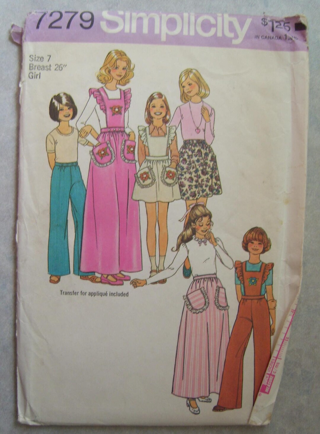 UNCUT Vintage 1975 Girls Skirt and Pants Pattern - Simplicity 7279 - 26 ...