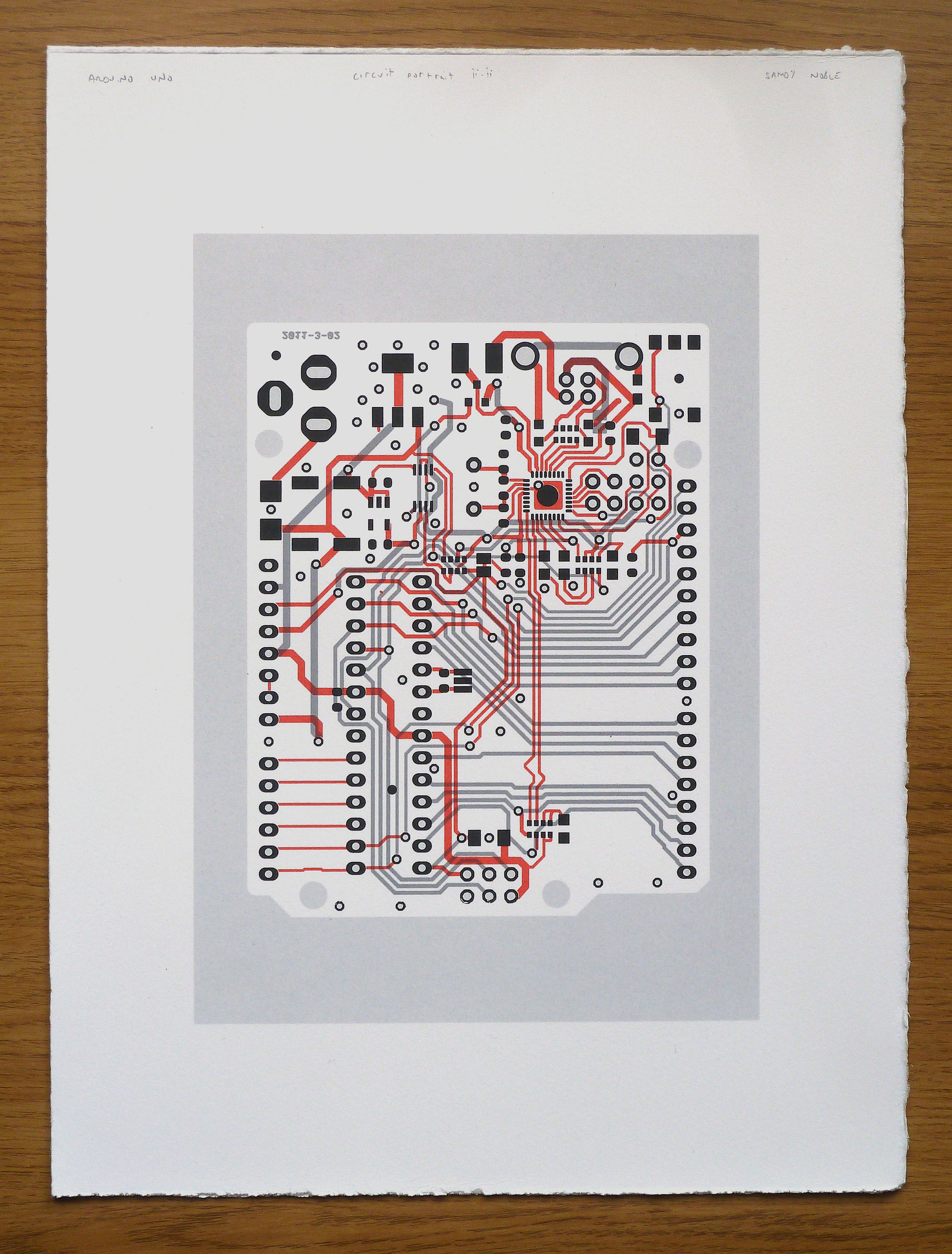 Arduino UNO Circuit Board Screen Print in Grey, Red and Black ...