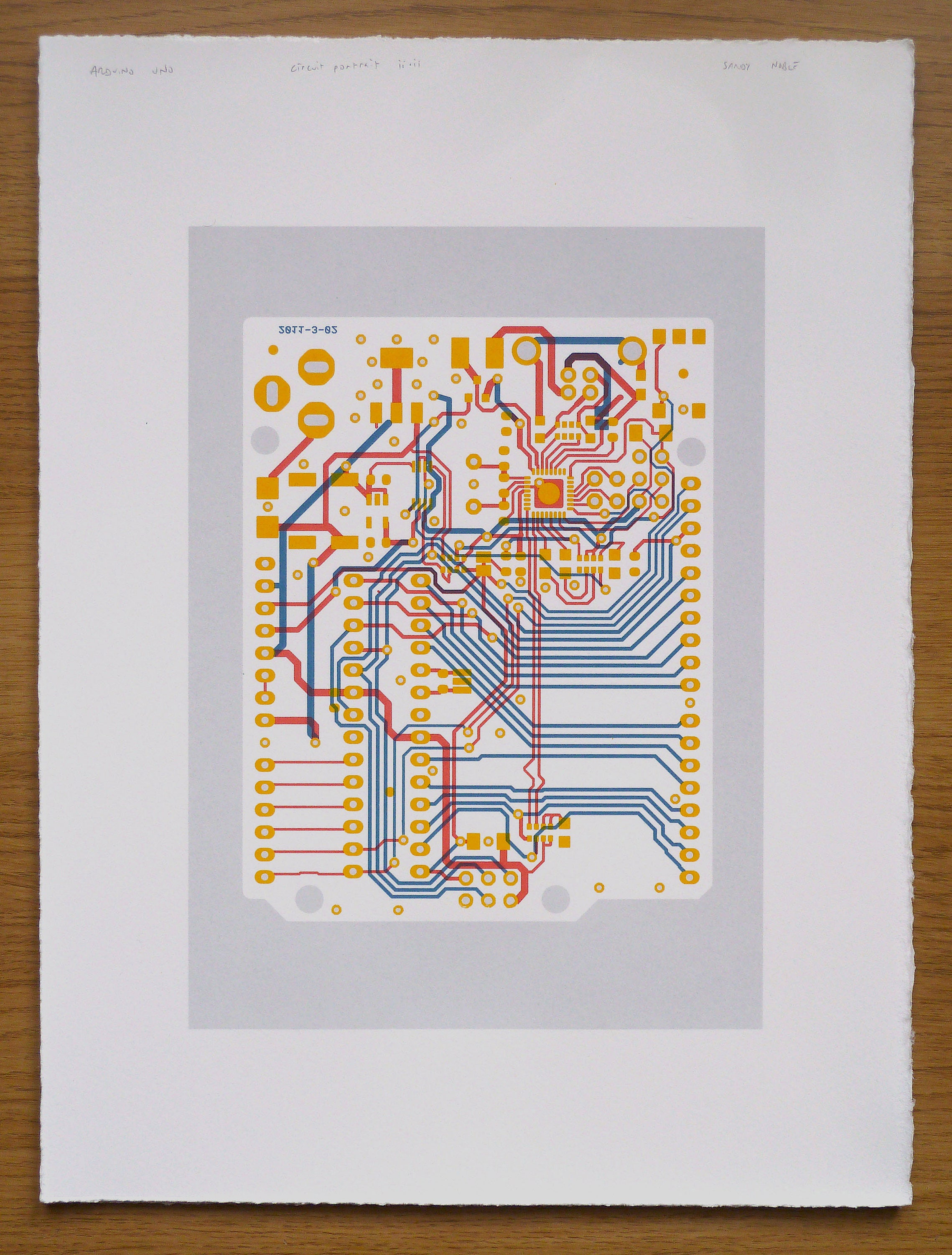 Arduino UNO Circuit Board Screen Print in Blue, Red and Yellow ...