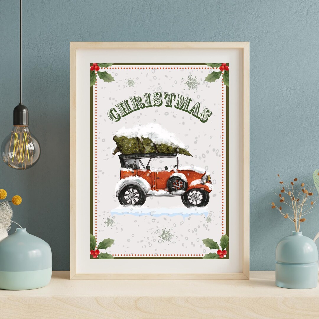 Digital Christmas Truck Poster - Classic Holiday Themed Art - Etsy