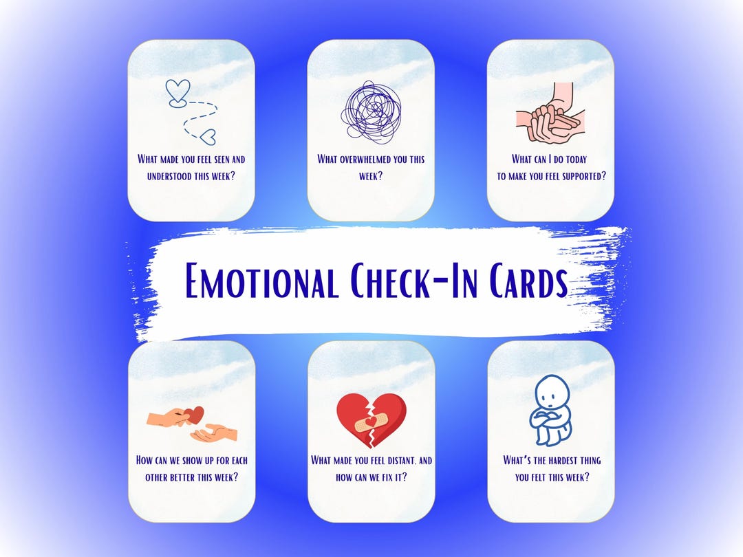 40 Emotional Check-in Cards | Couples Therapy | Partner Bonding and ...