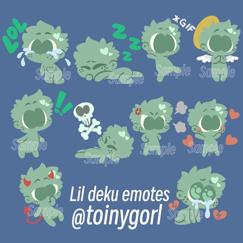 10 Chibi Deku Emotes (discord, Telegram, Etc.) - Etsy