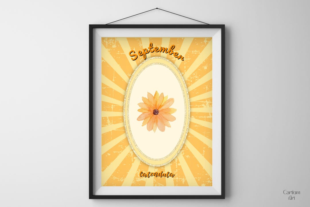 September Birth Flower Print - Calendula Wall Art - Watercolor Flower ...