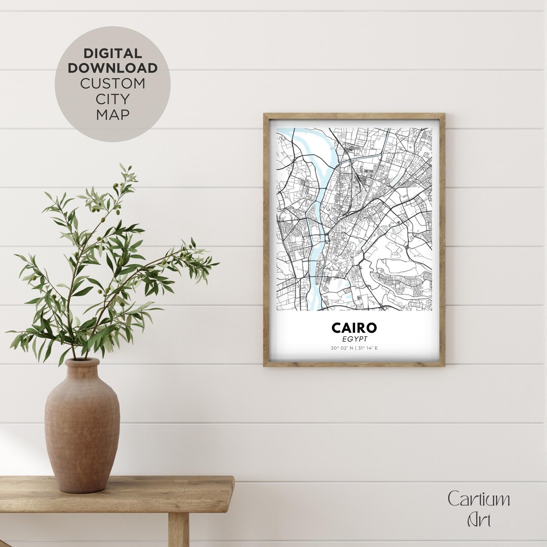 Cairo City Map, Cairo Wall Art, Minimalist Map Poster, Travel Decor ...