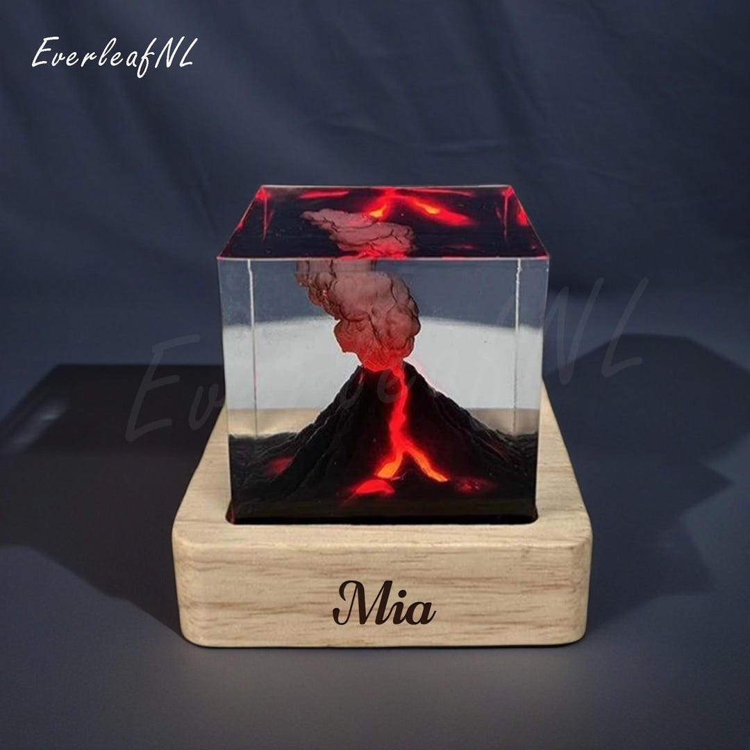 Resin Volcano Night Light With Custom Base Volcano Eruption Model, 3D ...