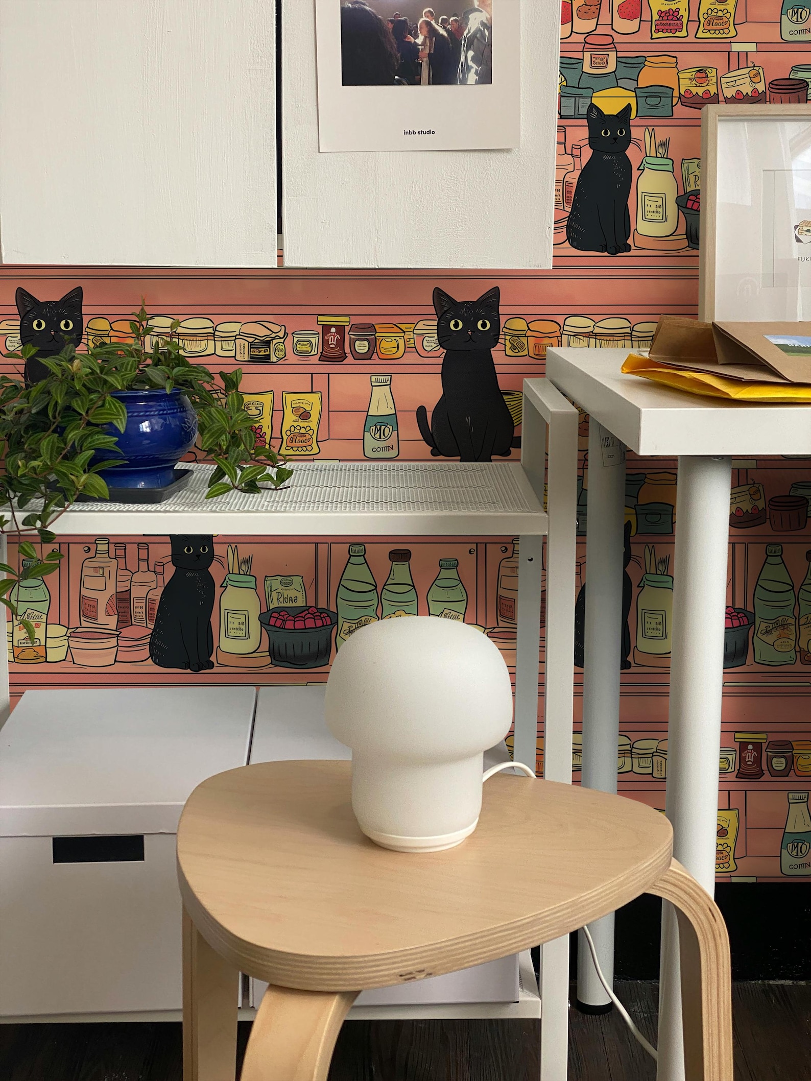 Ghibli Style Wallpaper-retro Cat Wallpaper-cute Black Cat Wallpaper ...