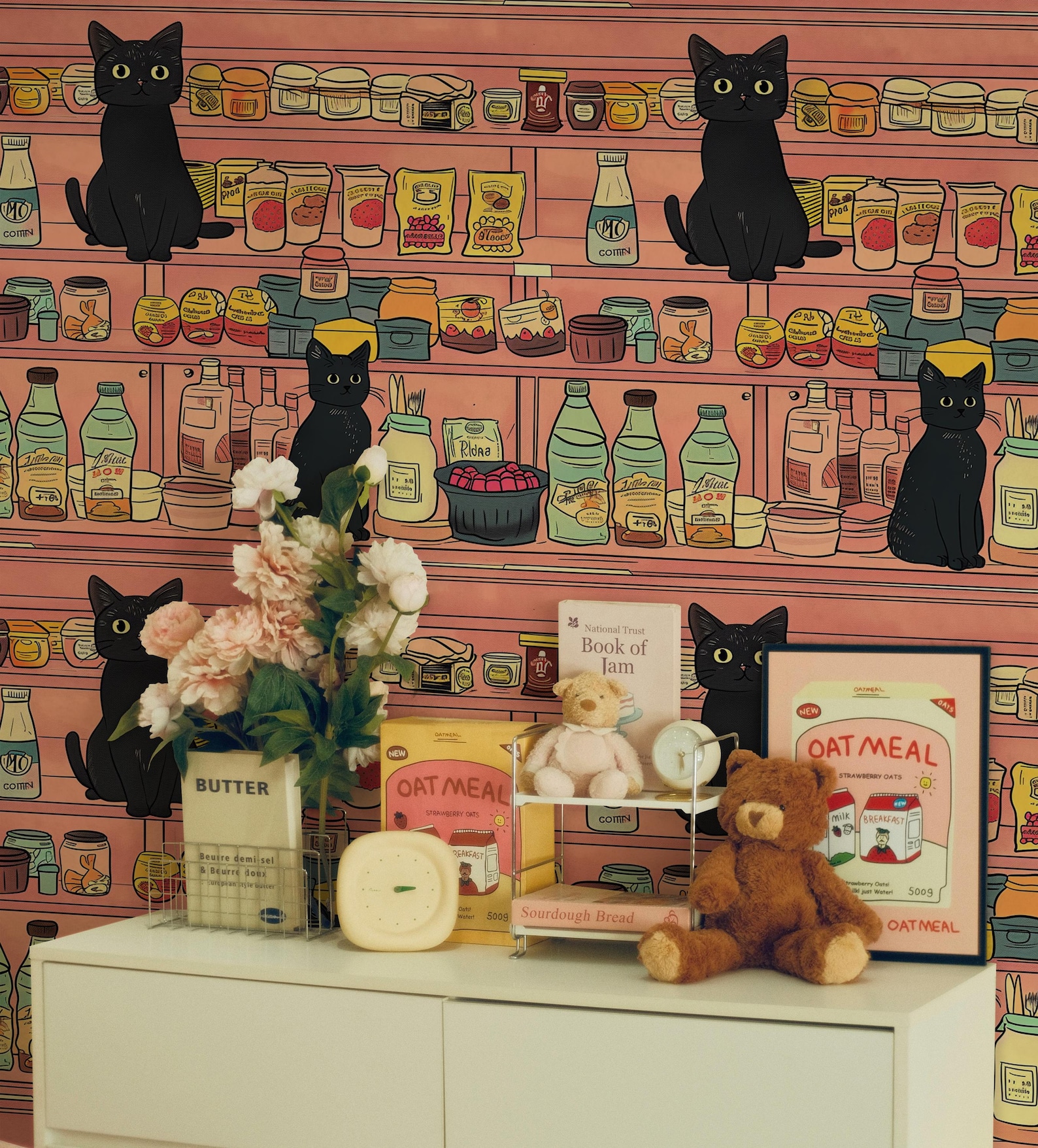 Ghibli Style Wallpaper-retro Cat Wallpaper-cute Black Cat Wallpaper ...