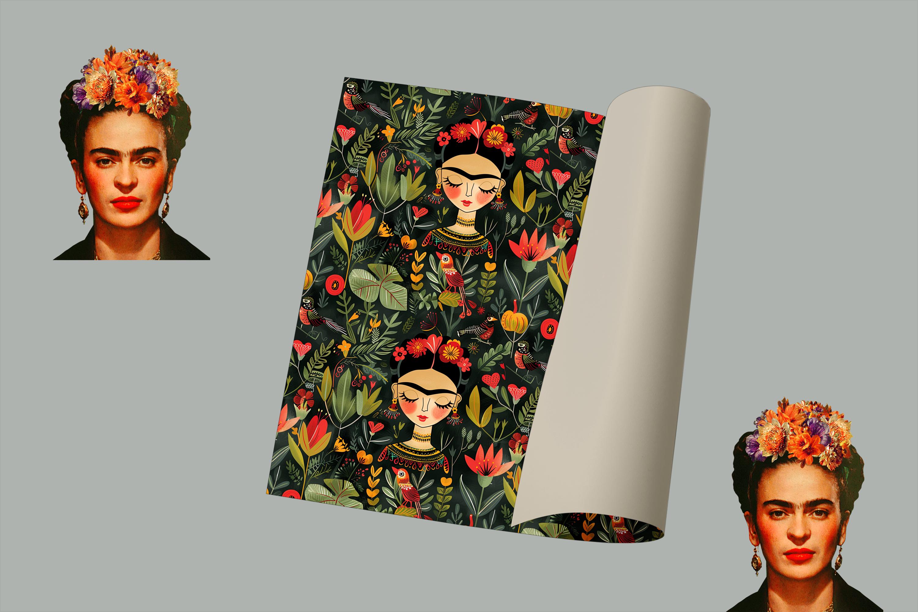 Frida Kahlo Wallpaper: Dark Botanical Peel and Stick Wallpaper - Etsy