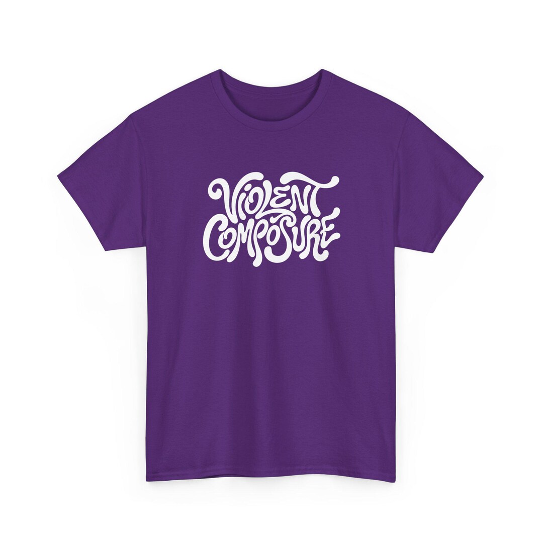 Violent Composure Purple Graphic T-shirt Retro Psychedelic Typography ...