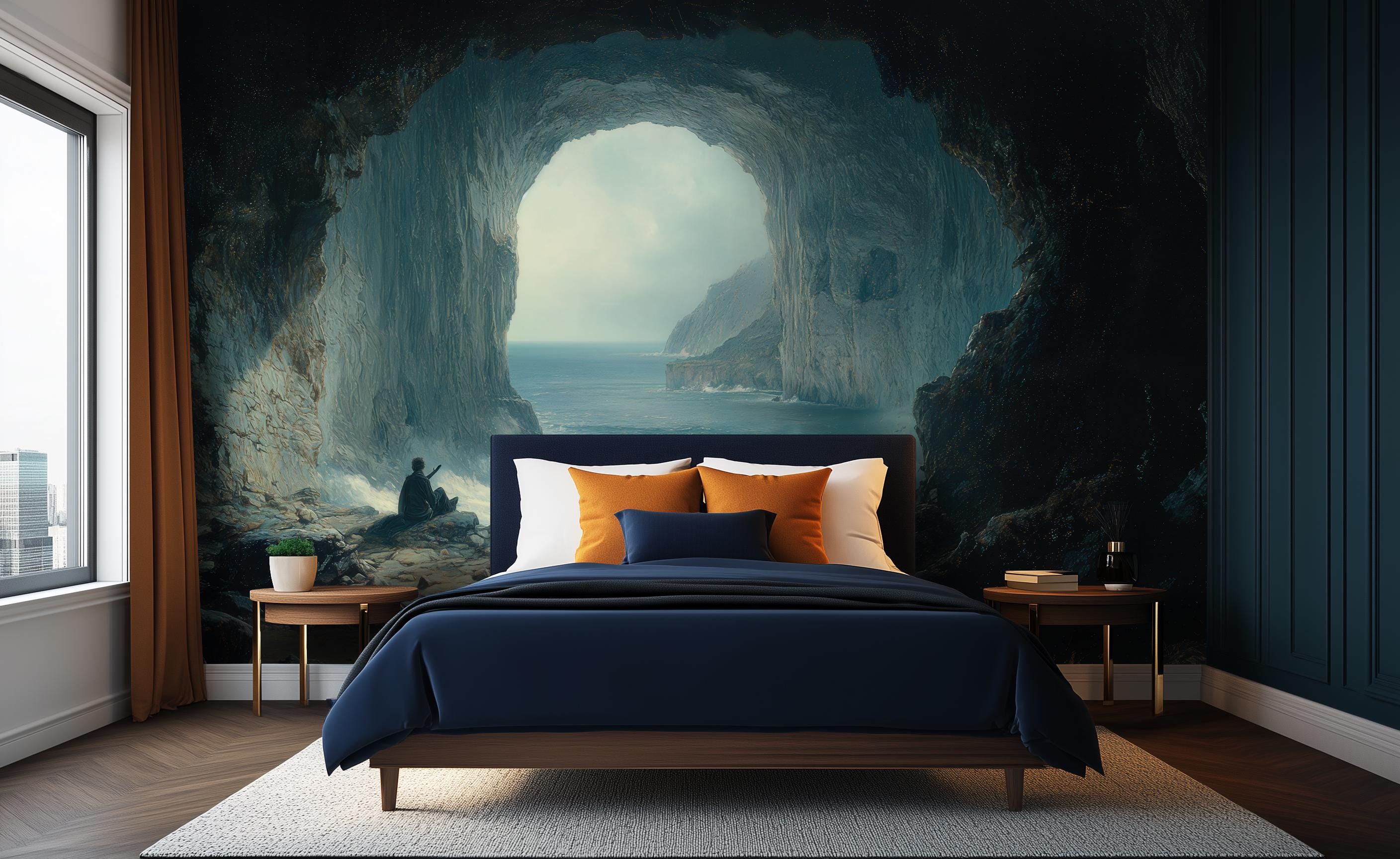 Seaside Cave Wallpaper, Ocean View Mural - Peel & Stick, Commercial ...
