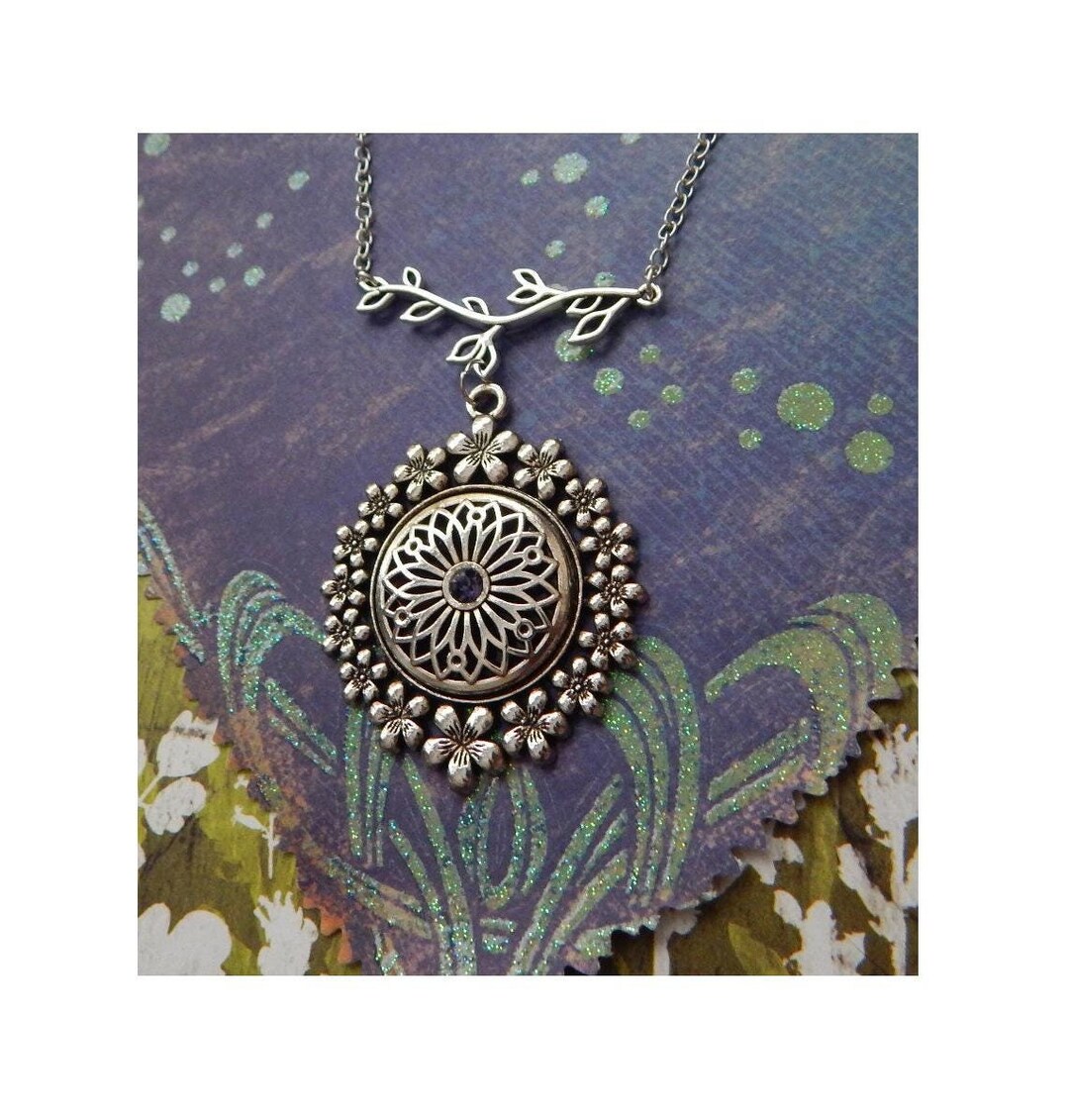 Art Nouveau Necklace / Vintage Style Necklace / Silver Flower Jewelry ...
