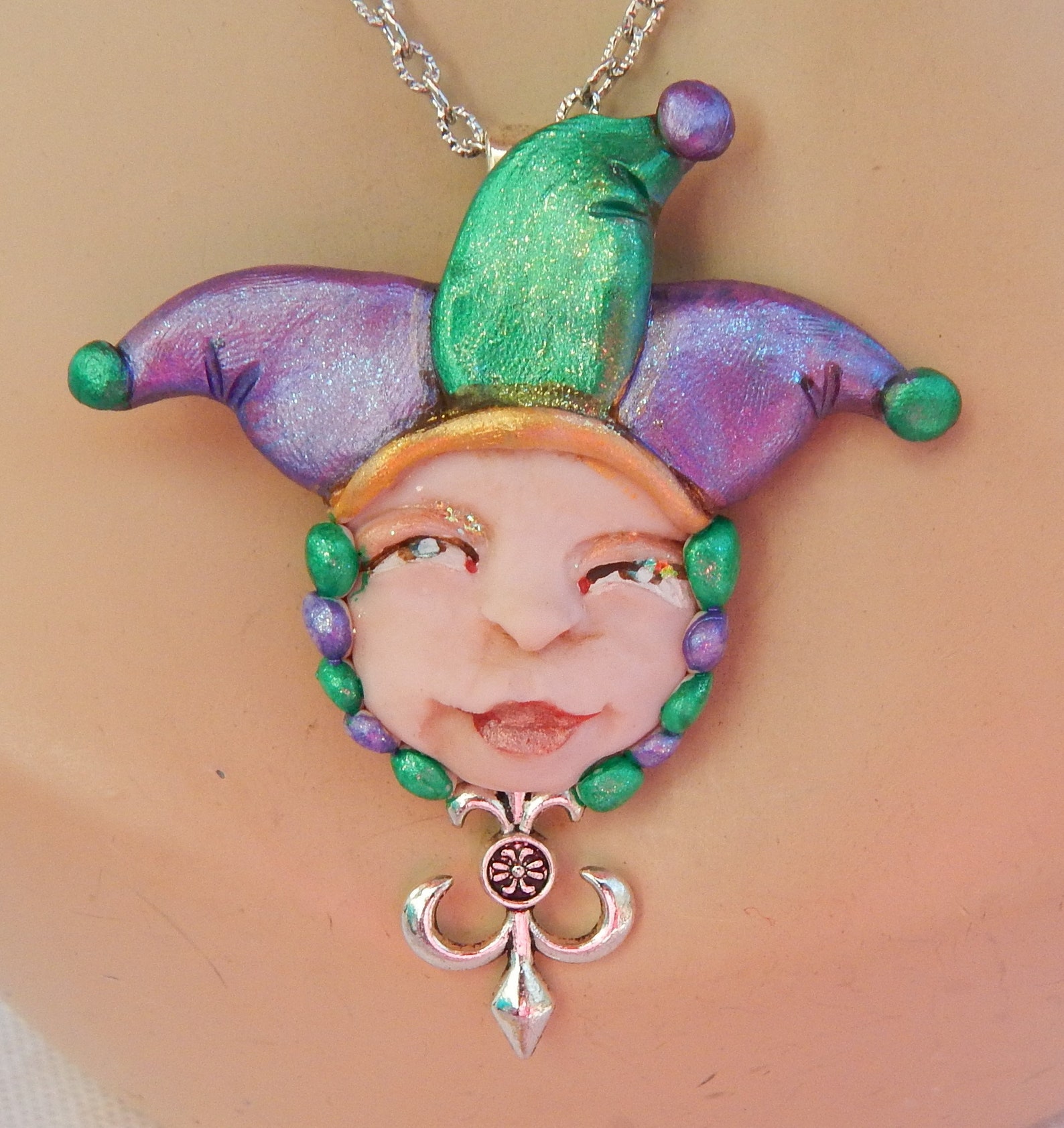 Jester Necklace Court Jester Art Necklace OOAK Necklace | Etsy