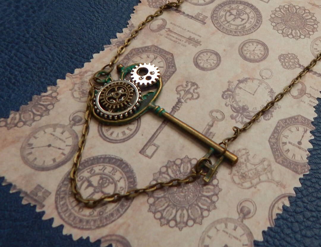 Steampunk Key Necklace / Gears Key Necklace / Assemblage Jewelry, Key Jewelry, Cosplay Necklace ...