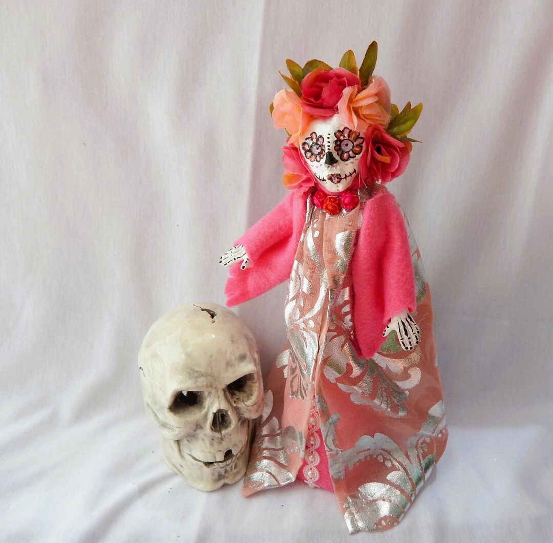 Sugar Skull Art Doll / Sugar Skull Decor/ Cantrina Art, Day of the Dead ...