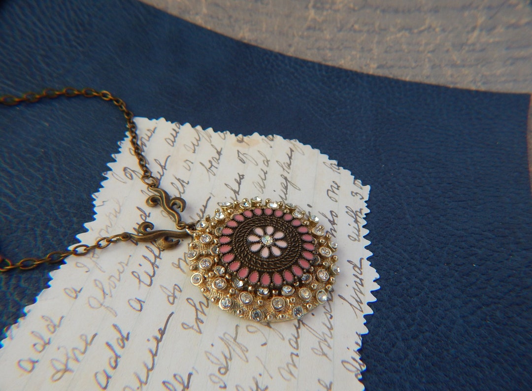 Gold Art Nouveau Necklace / Vintage Style Necklace / Flower Jewelry ...