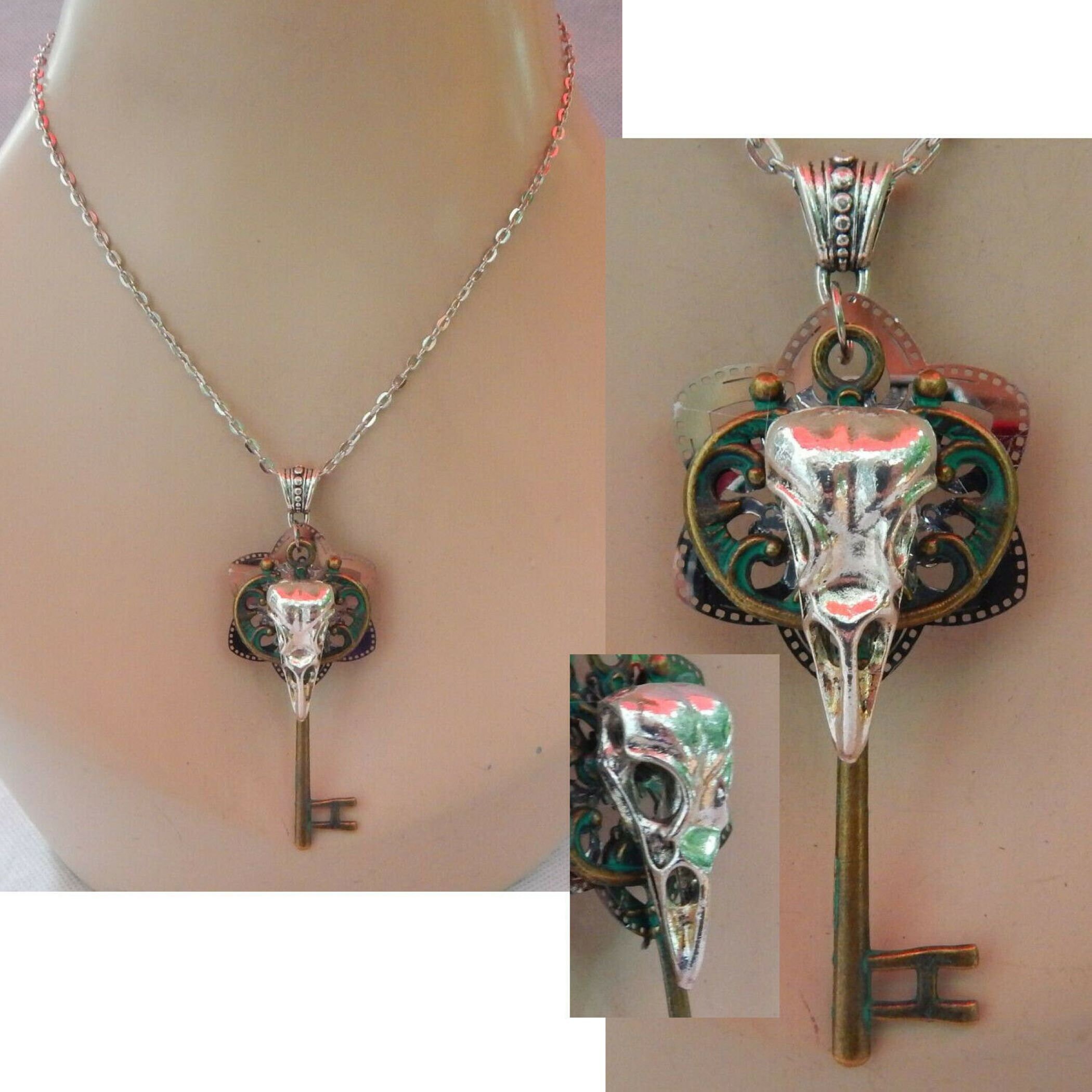 Raven Key Necklace Raven Necklace Raven Key Pendant Raven | Etsy