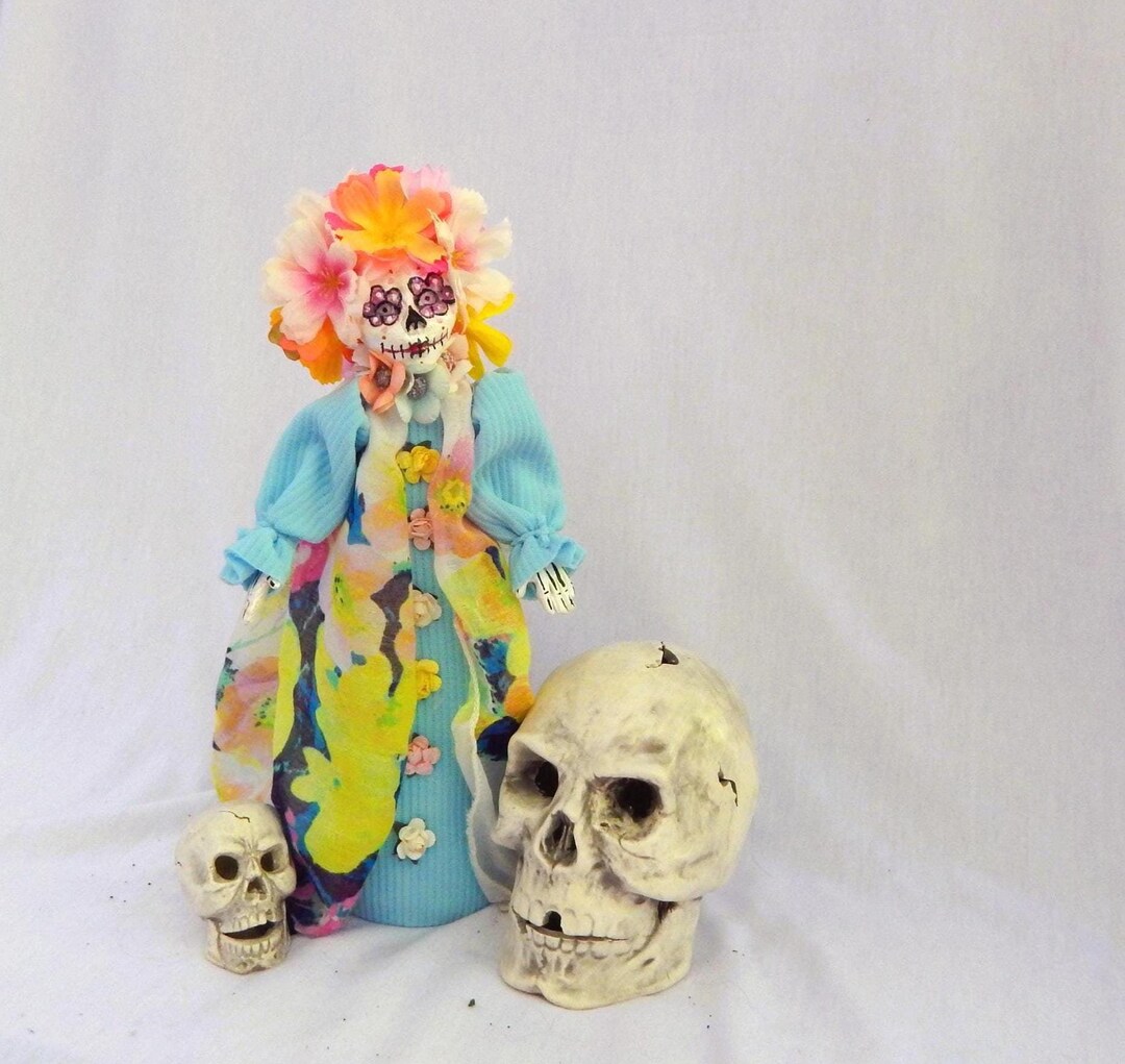 Sugar Skull Art Doll / Sugar Skull Decor/ Cantrina Art, Day of the Dead ...