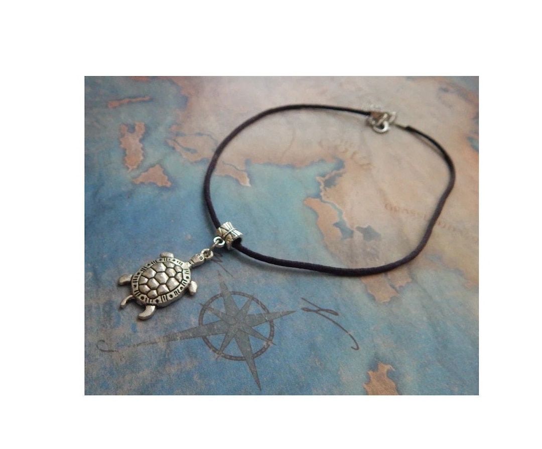 Turtle Choker Necklace / Silver Turtle Jewelry, Sea Turtle / Beach ...