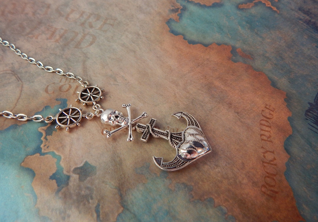 Pirate Necklace / Skull and Crossbones Jewelry / Pirate Jewelry, Anchor ...