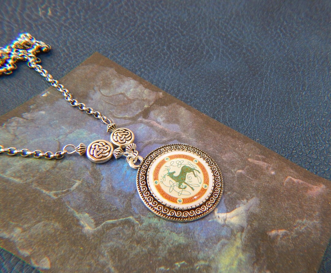 Celtic Stag Necklace /silver Celtic Knot Stag Necklace / Stag Pendant ...