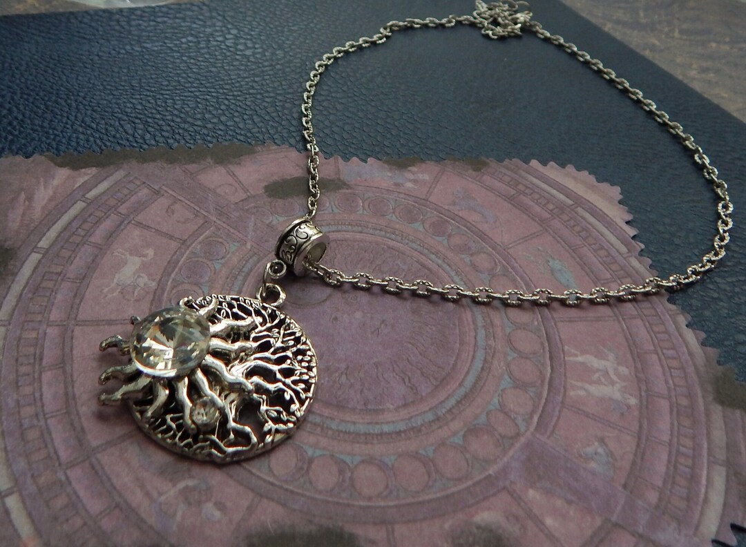 Sunburst Pendant Necklace / Flaming Sun Jewelry / Cottage Core Necklace ...