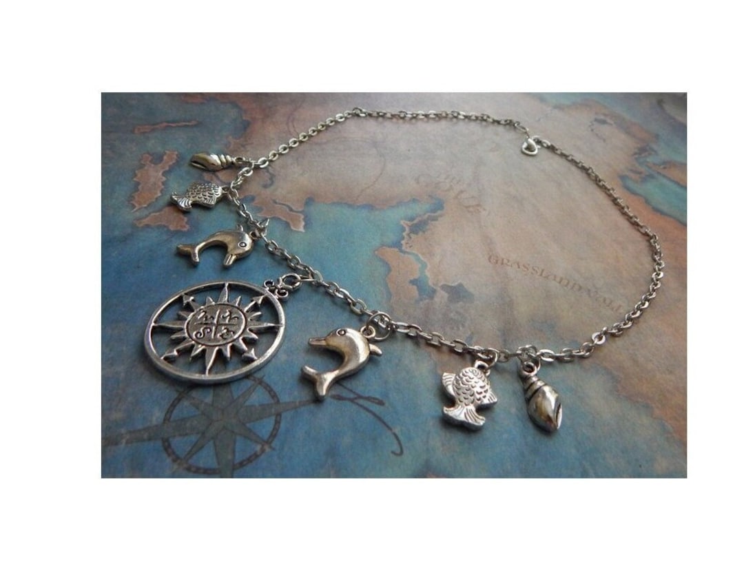Beach Necklace / Beach Themed Jewelry / Nautical Necklace, Compass ...