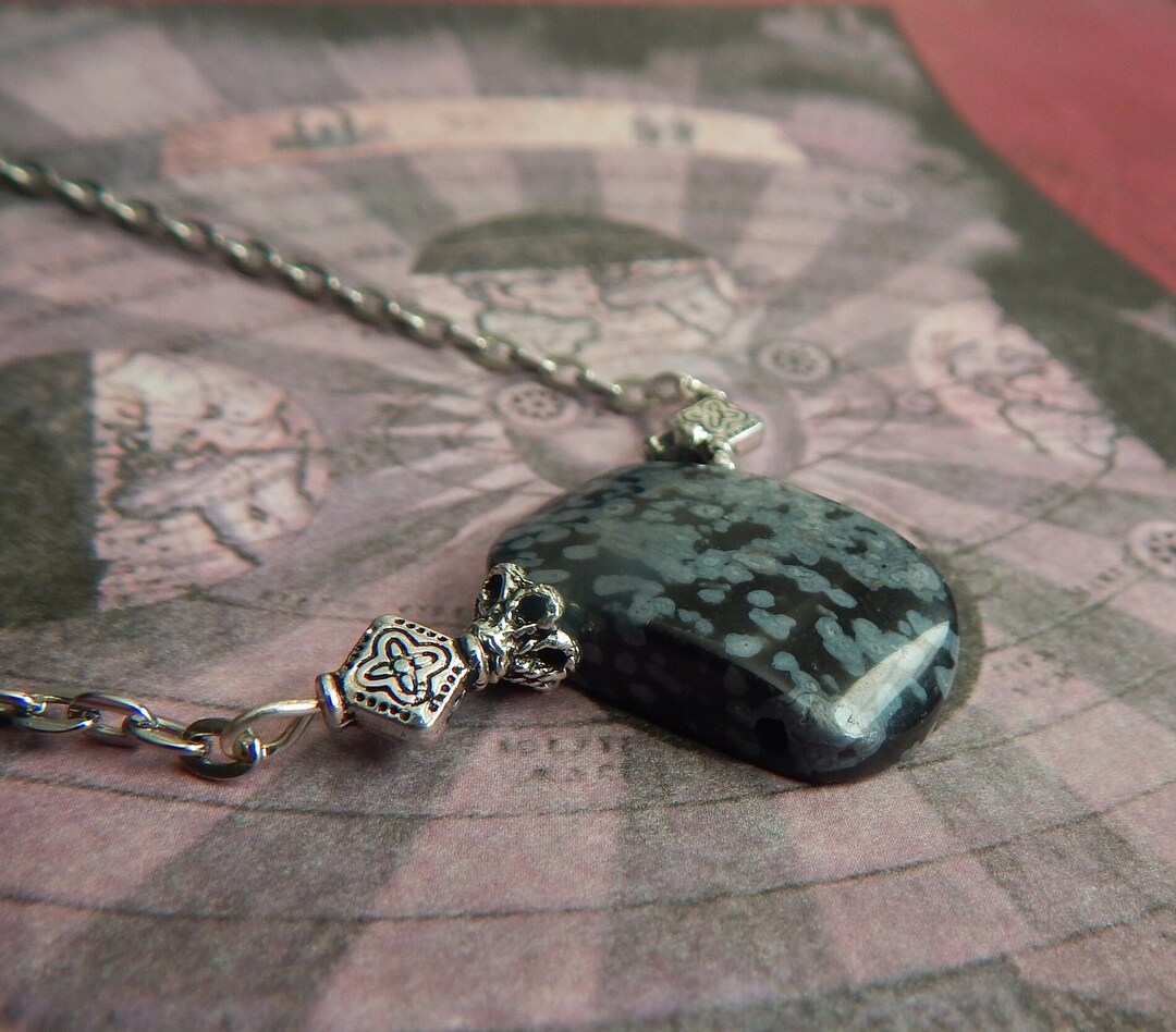 Snowflake Obsidian Necklace / Gemstone Pendant/ Element of Zen Jewelry ...
