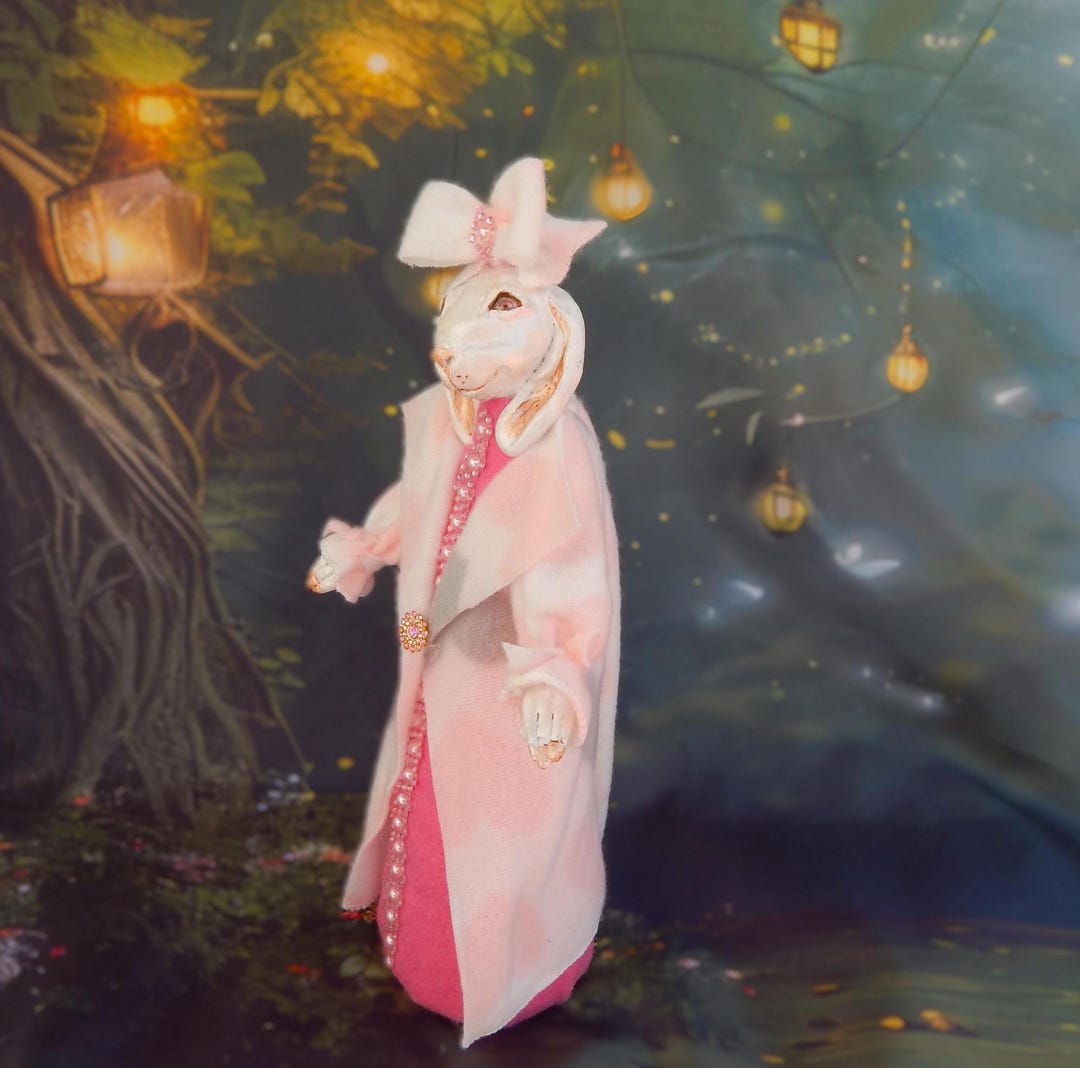 Rabbit Figure / Bunny Art Doll / Easter Decor Decoration Artist ...