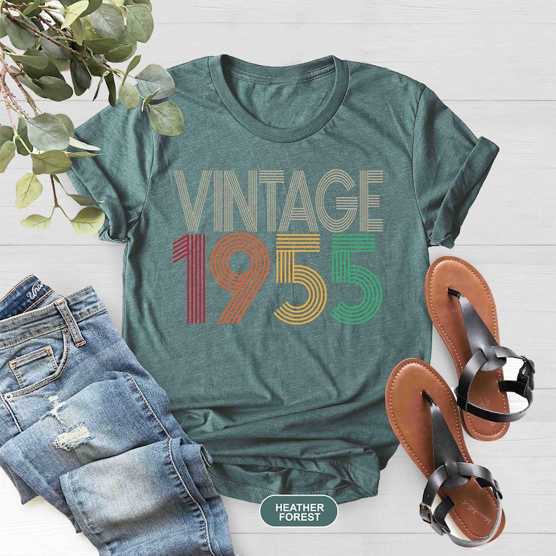 Vintage 1955 T-shirt, 71th Birthday Gift, Retro Style - Etsy