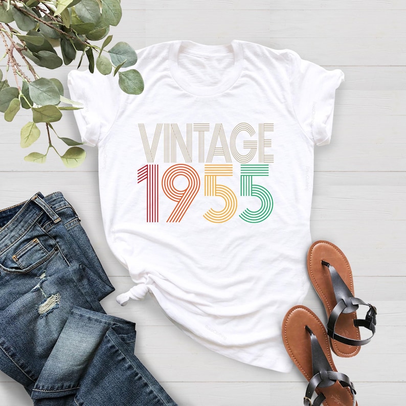 Vintage 1955 T-shirt, 71th Birthday Gift, Retro Style - Etsy