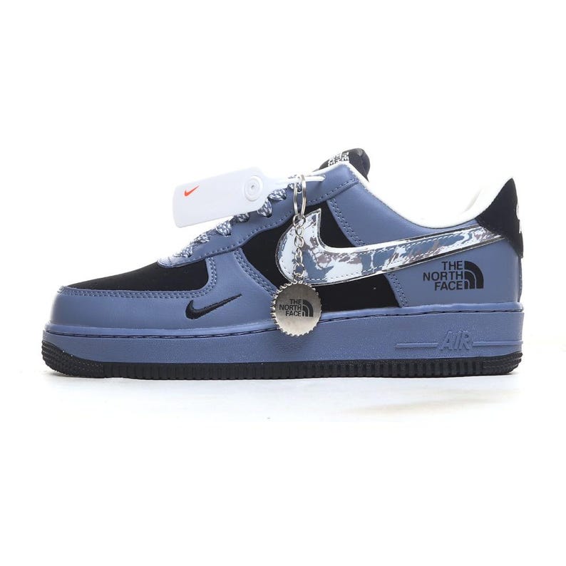Custom the North FACE Air Force 1, Hand Painted Blue and Black Af1 ...
