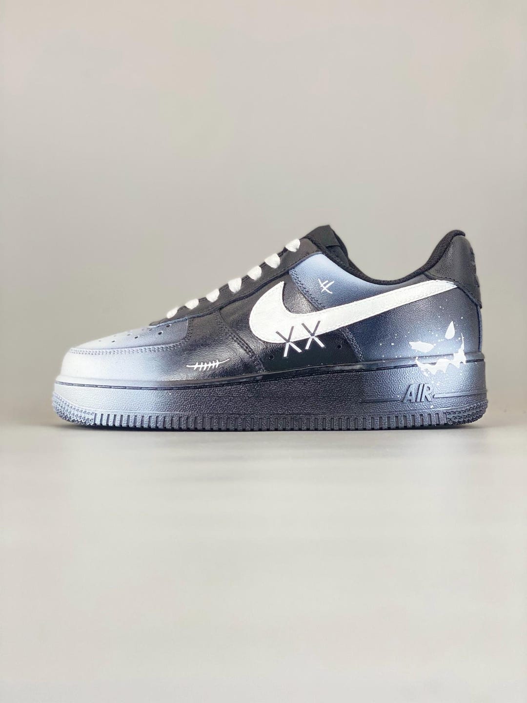 Custom Devil Smiles Air Force 1, Hand Painted Black and White Gradient ...