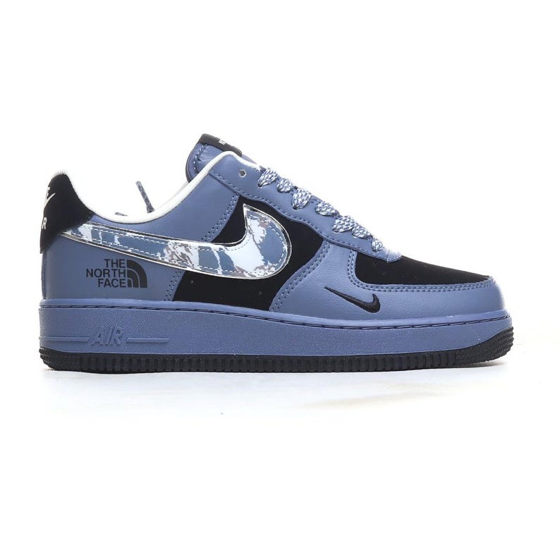 Custom the North FACE Air Force 1, Hand Painted Blue and Black Af1 ...