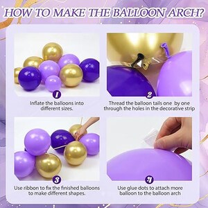 132pcs Purple Gold Balloon Garland Kit With Metallic Gold Confetti for ...