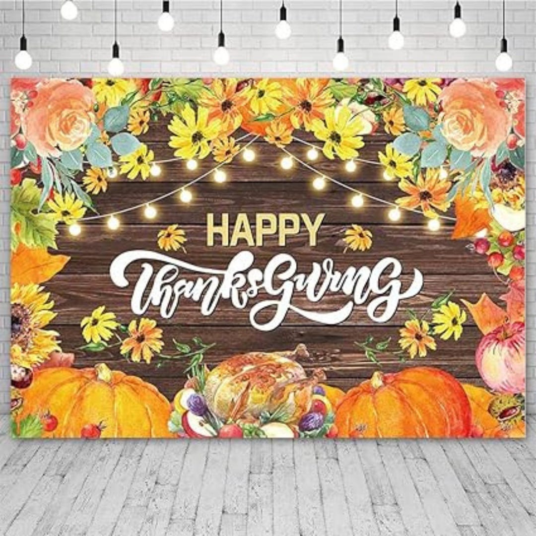 7x5ft Happy Thanksgiving Backdrop With Pumpkins Turkey Maple Leaves ...