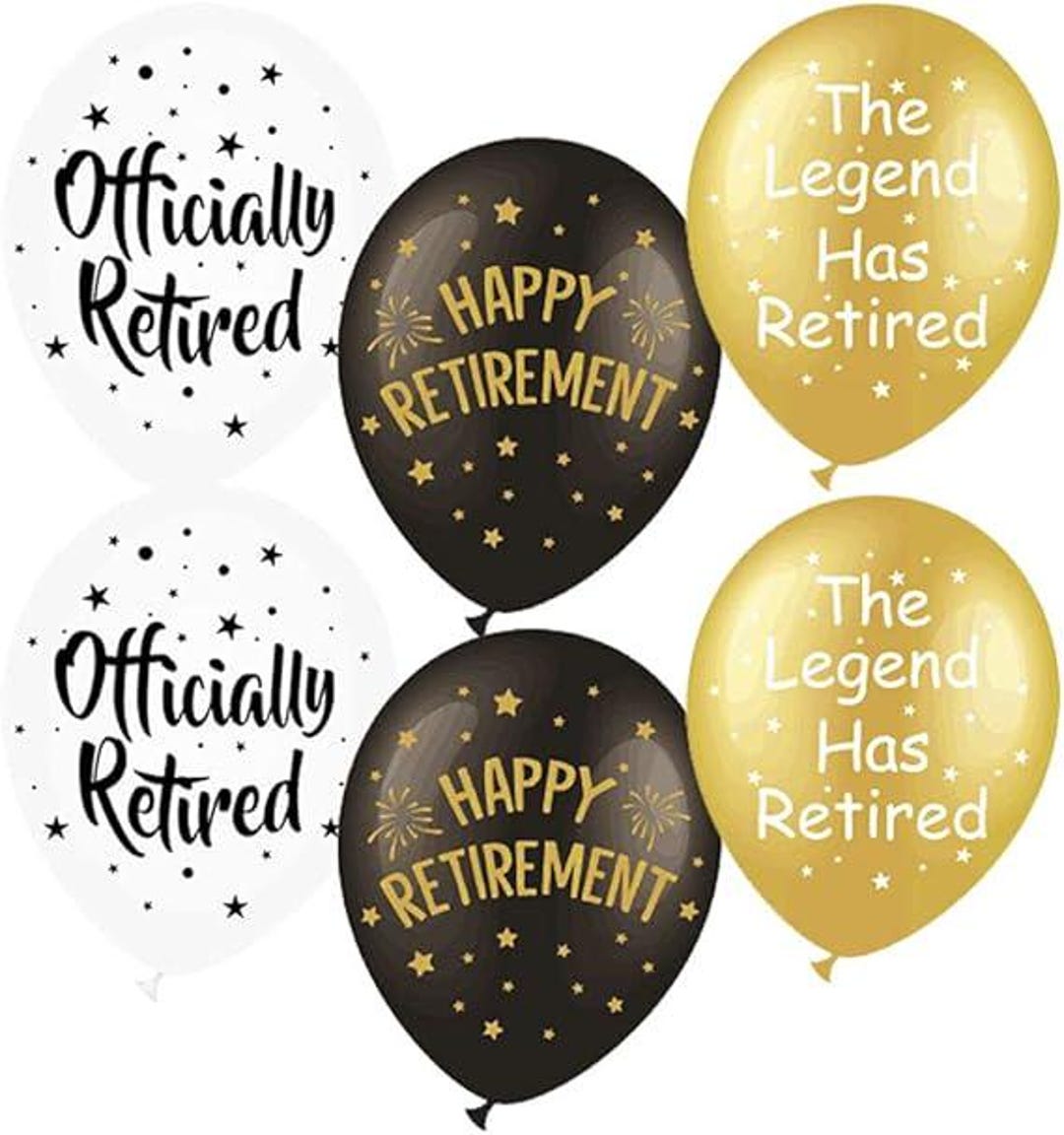 18pcs Happy Retirement Balloons 12 Inch Black Gold White Latex for ...