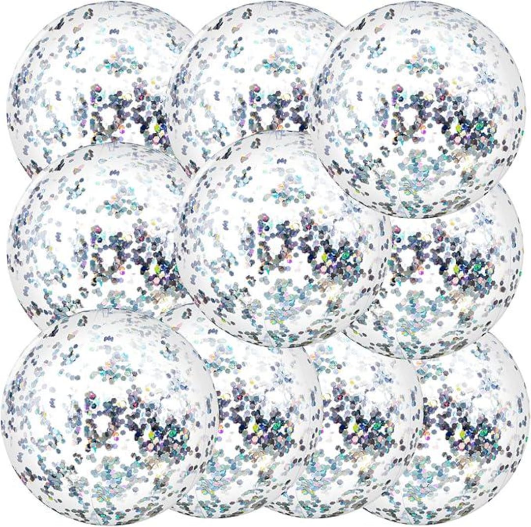 10 Pcs 16 Inch Inflatable Glitter Beach Balls Sparkly Confetti Pool ...