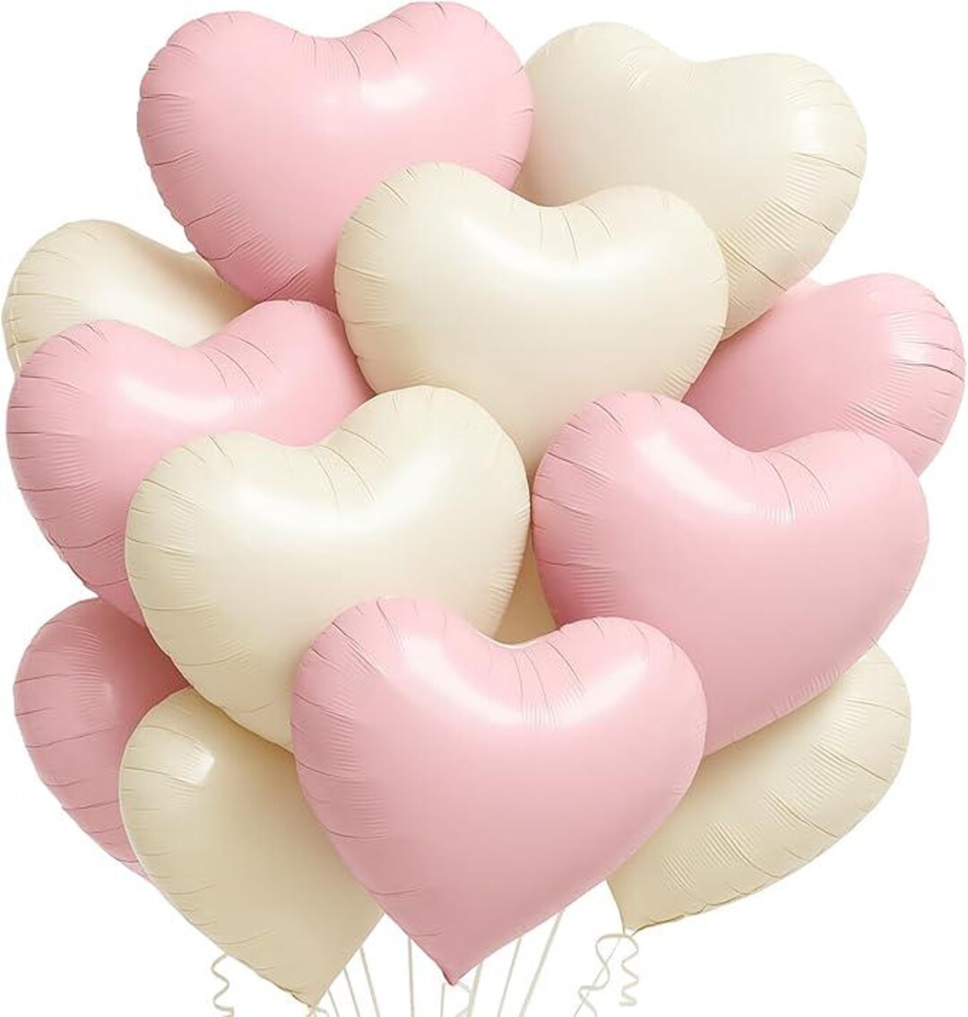 12 Pcs 18 Inch Heart Love Foil Balloons for Valentines Day Birthday ...