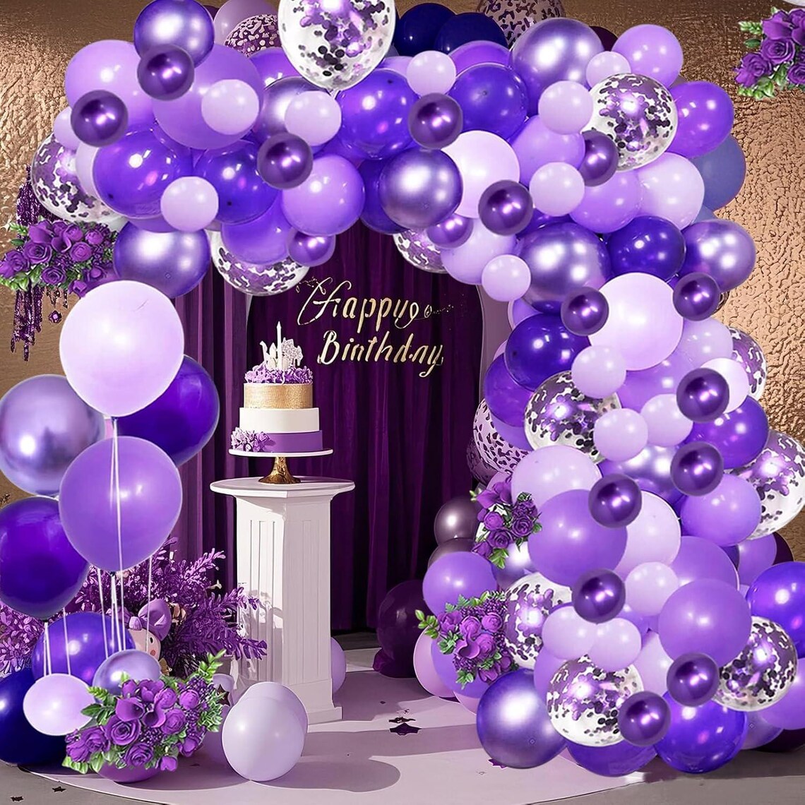 116PCS Purple Balloon Garland Arch Kit Dark Pastel Light Metallic ...