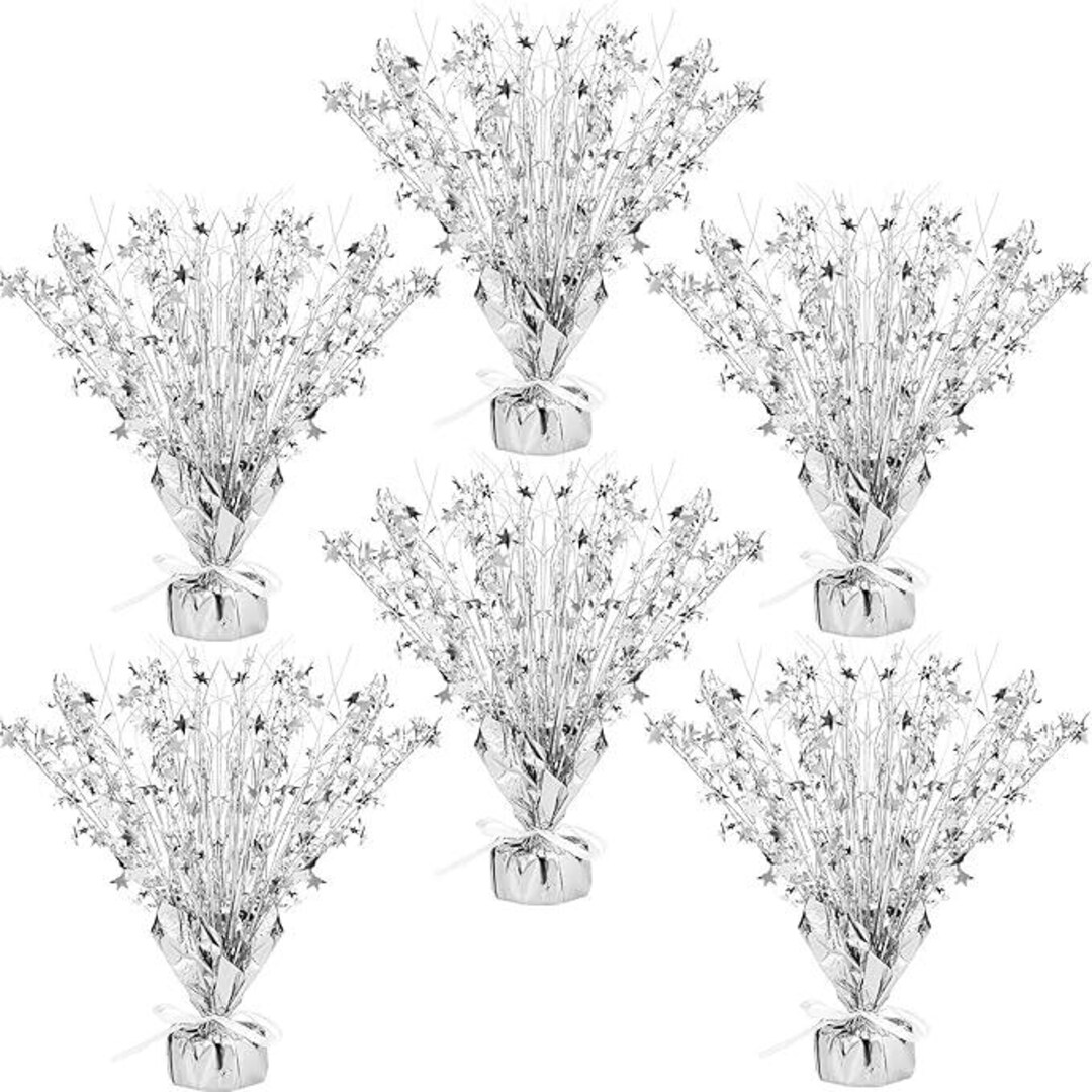 6-piece Silver Metallic Star Spray Table Centerpieces for Parties and ...