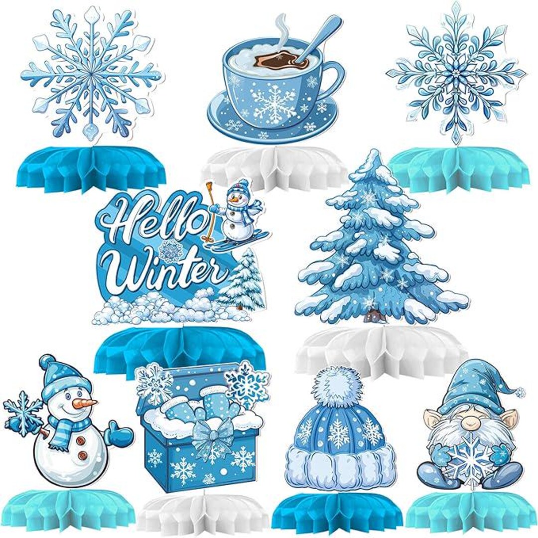 Winter Wonderland Table Centerpieces 9pcs Snowflake Snowman Decorations ...
