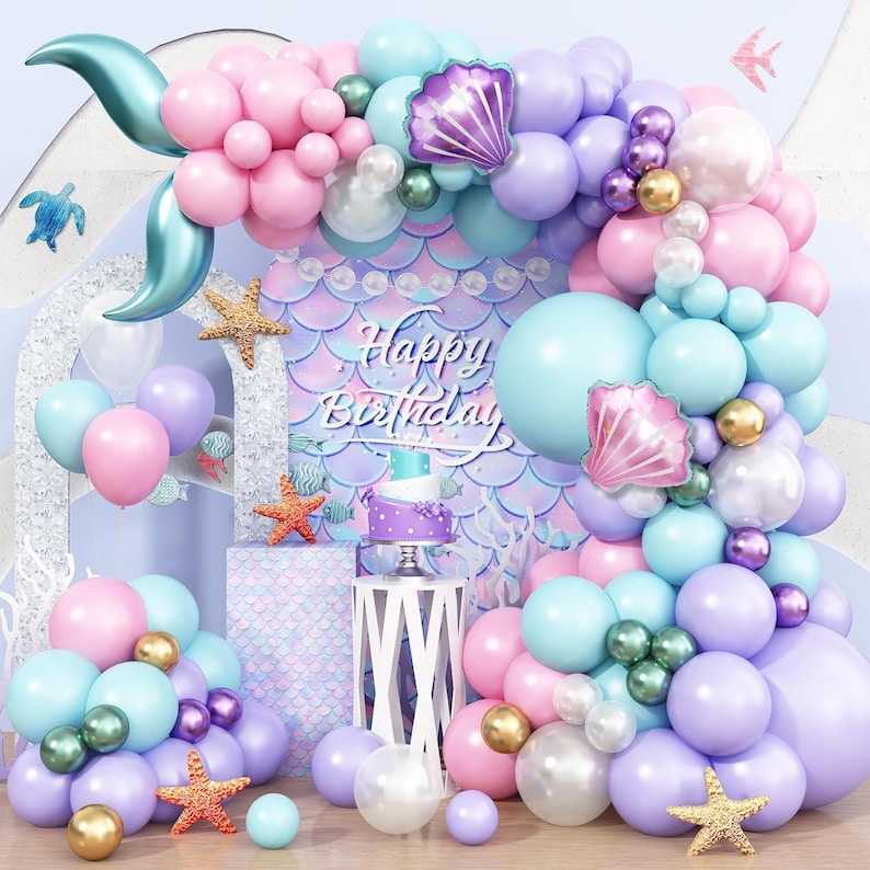 Mermaid Balloon Arch Kit - Pastel Party Decorations for Ocean Theme ...