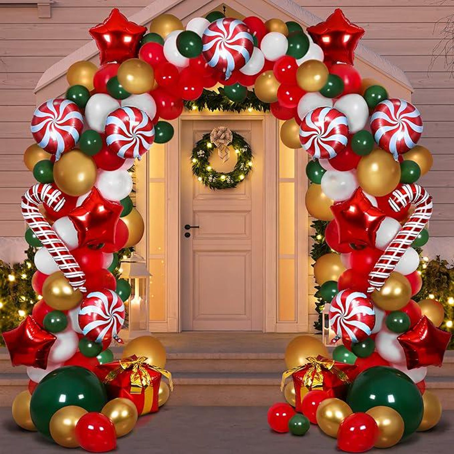 Christmas Balloon Arch Kit 233pcs With Candy, Star & Gift Box Balloons ...